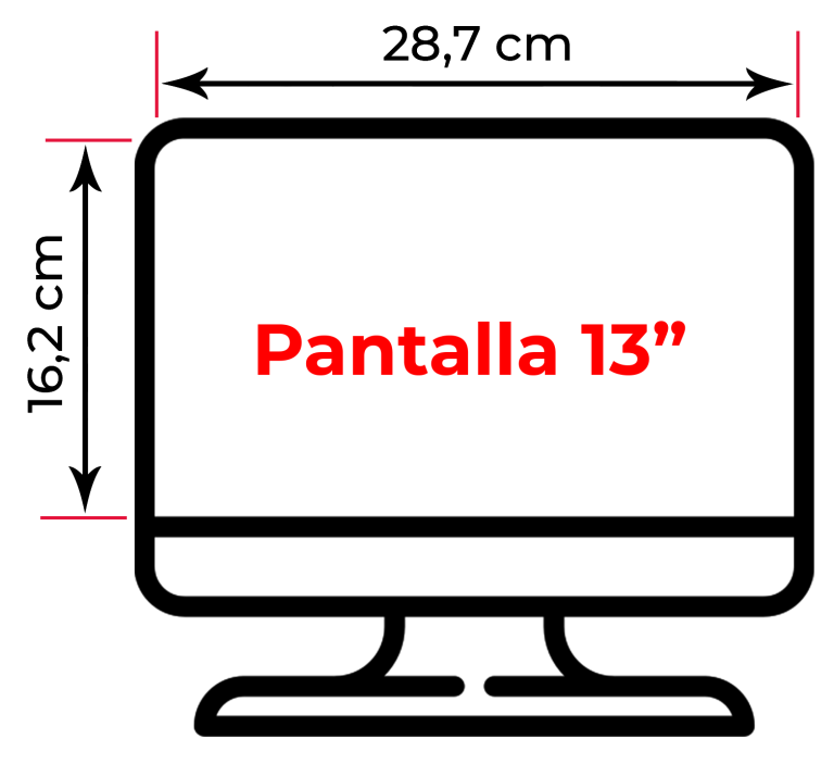 ¿Cuánto mide una pantalla de 13 pulgadas en centímetros?